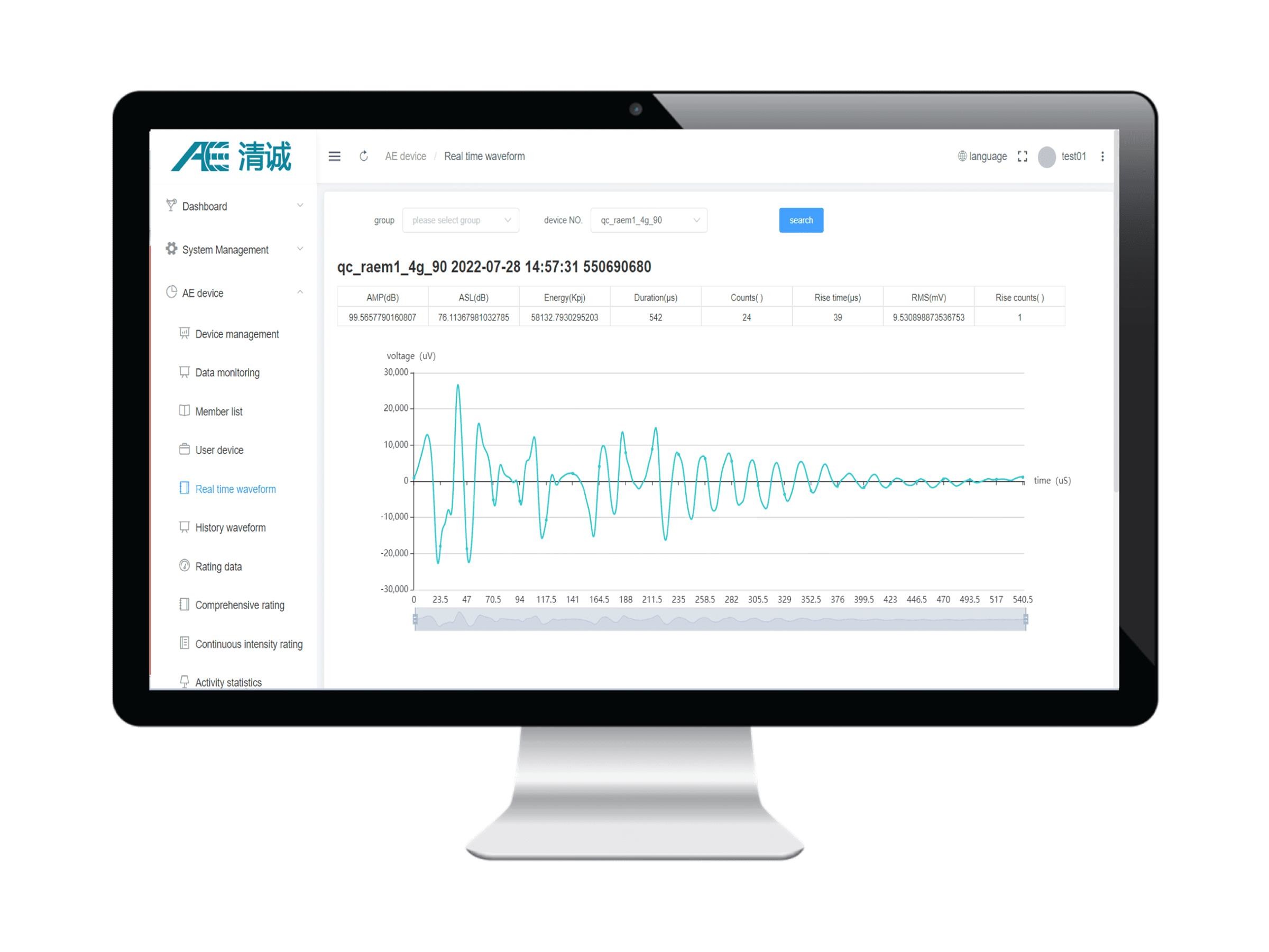 Acoustic Emission System IoT Cloud Platform Intelligent Monitoring